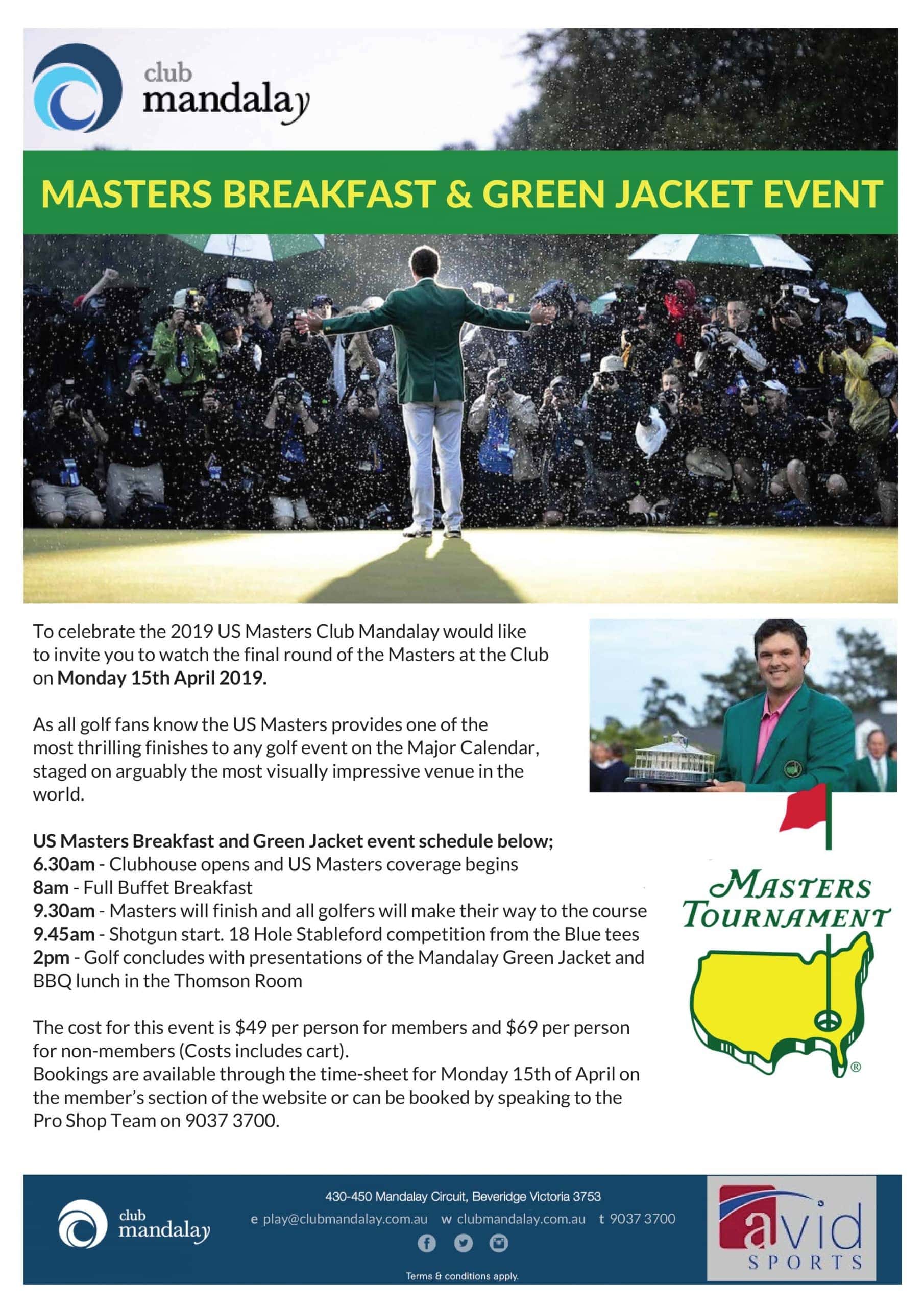 US Masters Breakfast and Green Jacket Premium Event - Club Mandalay